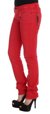Costume National Womens Red Cotton Blend Super Slim Fit Jeans Clothing