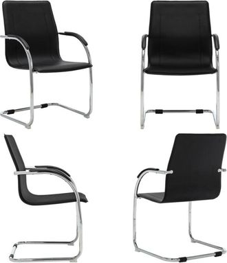 vidaXL Freischwinger B&uuml;rostuhl Schwarz Kunstleder - Freischwinger B&uuml;rostuhl - Arbeitsplatzstuhl - Schreibtischstuhl - B&uuml;robedarf - Ergonomischer Stuhl