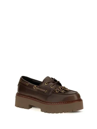 Pinko Womens Margaret 01 Brushed Leather Loafers Moro