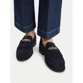 Tommy Hilfiger Slipper Tommy Hilfiger Th Chain Fringe Suede Loafer FW0FW09918 Dunkelblau