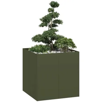 vidaXL Jardini&egrave;re vert olive 80x80x80 cm acier Vidaxl