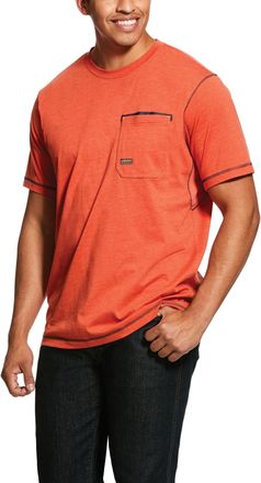 Ariat Mens Rebar Workman T-Shirt in Volcanic Heather Cotton, Size X-Small, by Ariat