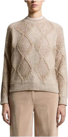 PESERICO Argyle Strickpullover mit Rundhalsausschnitt - - Knitwear - Damen - Beige - S