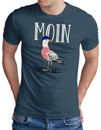OM3 Moin M&ouml;we T-Shirt - Herren - Slogan Spruch Meer K&uuml;ste Statement - Denim, 3XL