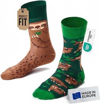 Many Mornings Chaussettes mixtes Sloth Life Mismatched, Vert/motifs, 35-38