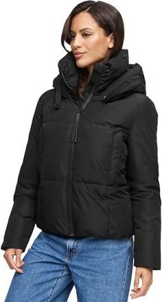 Marikoo Veste dhiver pour femme (XS-XXL) - Matelass&eacute;e, avec capuche, doublure int&eacute;rieure en polaire - N086, Noir, L