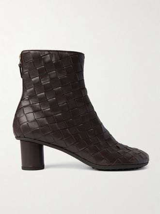 Bottega Veneta Atomic Intrecciato Leather Ankle Boots - Brown