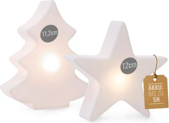 8 Seasons design LED Mini-Leuchten Christmas Duo Set Shining Star S und Tree Micro (11 cm), Dekolampen, kabellos mit Akku, USB-C aufladbar - Tischdeko, leuchten