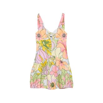 Farm Rio Floral-print Cut-out Mini Dress