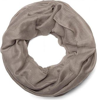 styleBREAKER écharpe tubulaire élégante et étincelante, unicolore, femmes 01018090, couleur:Taupe