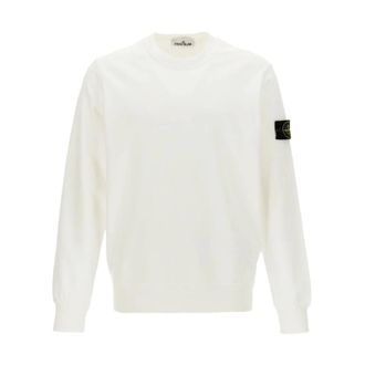 Stone Island Homme, Sweatshirts et sweats &agrave; capuche, Blanc, Taille: L Pull ras du cou avec logo
