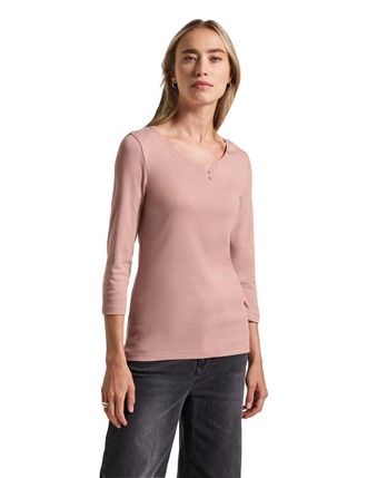 Street One Damen Basic Shirt mit Knopfdetail