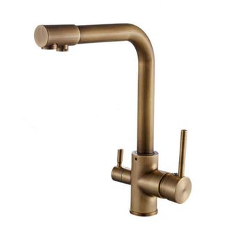 Generic 3-Wege-Mischbatterie f&uuml;r die K&uuml;chensp&uuml;le, 3-in-1-Wasserfilter-Wasserhahn, Messing, antik, hei&szlig;es und kaltes direktes Trinkwasser, K&uuml;chenarmatur mit ro