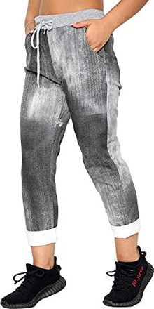 WearAll Pantalon de jogging en jean pour femme avec cordon de serrage - Pantalon de sport décontracté - Taille côtelée - Motif à carreaux floraux et tartan - 