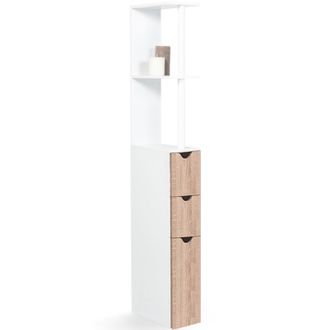IDMarket Waschtisch WC Regal Holz 3 T&uuml;ren Farbe Buche f&uuml;r Toilette