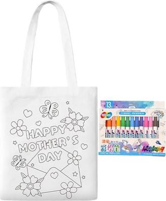 Generico Bkljkf Sacs de transport non imprim&eacute;s, sacs de transport en toile peintes | Cadeau pour la f&ecirc;te des m&egrave;res Activit&eacute;s de bricolage avec crayons de peint