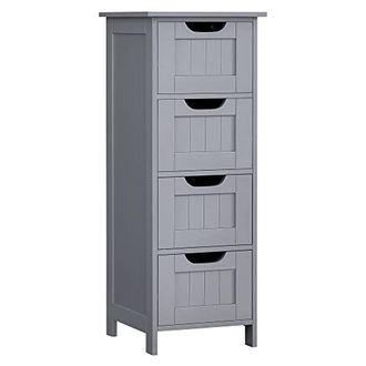 Vasagle Meuble de Salle de Bain, Meuble de Rangement, Armoire sur Pied, avec 4 Tiroirs, 30 x 30 x 82 cm, pour Salon, Salle à Manger, Cuisine, Style Moderne, G