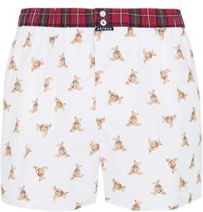 Arthur Cale&ccedil;on Homme avec Maintien int&eacute;gr&eacute; - 100% Coton Bio - Confort et Soutien Optimal - Motif Nounours Fantaisie Beige - Taille M