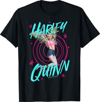 DC Comics Birds of Prey Harley Quinn On Target Damen T-Shirt Schwarz S Klassisches T-Shirt-Design mit Rundhalsausschnitt und Kurzärmeln