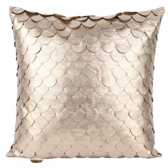 Sch&ouml;ner Leben Deko Kissen mit Schuppenoptik goldfarbig beige 40x40cm