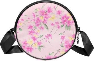 Generic Sac &agrave; bandouli&egrave;re rond pour femme, sac &agrave; bandouli&egrave;re avec fermeture &eacute;clair et bretelles r&eacute;glables - Style d&eacute;contract&eacute; - Motif fleurs