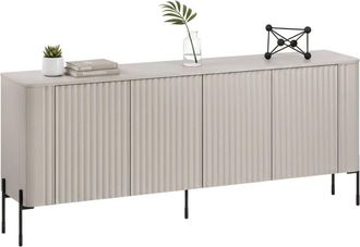 Dmora Laion Sideboard, Wohnzimmer-Sideboard mit vier Fl&uuml;gelt&uuml;ren, vom Boden abgehoben, 190x40 h80 cm, Beige