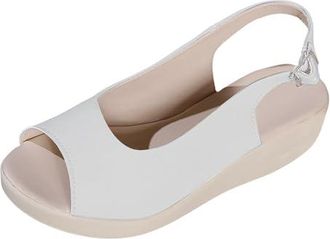 Generic Sandales dété larges pour femme en cuir à bout ouvert de grande taille de qualité supérieure confortables avec bouche de poisson - Sandales de sport d