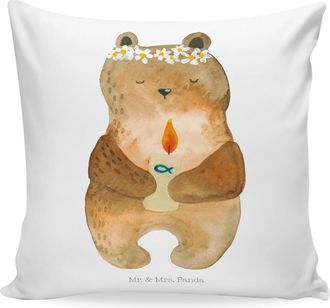Mr. & Mrs. Panda Kissen Bär Kommunion - Geschenk, Sofakissen, Kissenbezug 40x40, sitzkissen, Gottes Segen, Teddybär, Taufkerze, Teddy, katholisch