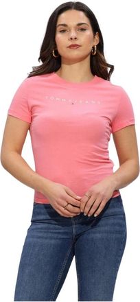 Tommy Jeans TJW Slim Linear Tee Ext - - Tops - Damen - Rosa - M