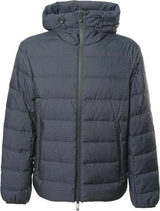 Emporio Armani Homme, Vestes, Bleu, Taille: XL Doudoune &agrave; capuche en nylon matelass&eacute;
