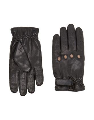 8 by YOOX BIKER LEATHER GLOVES WITH RECYCLED WOOL LINING