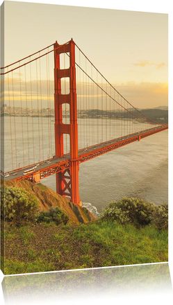 Pixxprint Golden Gate Bridge San Francisco, Größe: 100x70cm, Leinwandbild, fertig gespannt, Wandbild, Dekoration, Kunstdruck, kein Poster