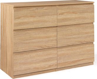 IDMarket Kommode mit 6 Schubladen TOMI 110 cm Holzoptik Buche