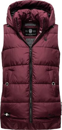 Marikoo Damen warme Winter Steppweste mit Kapuze Zarinaa Wine Gr. XS
