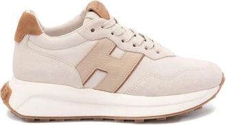 Hogan Femme, Chaussures, Beige, Taille: 37 EU H641 Baskets en cuir