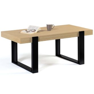 IDMarket Rechteckiger Couchtisch Phoenix aus Holz und Schwarz