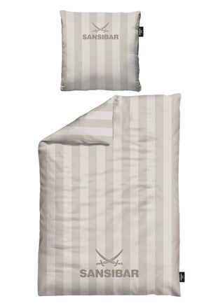Sansibar Bettw&auml;sche Set Modern Stripe, 100% Baumwolle, Streifen Design mit Schatteneffekt, Hautfreundlich & Pflegeleichz (Taupe, ca. 80x80 / 155x220 cm)