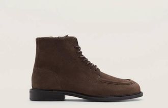Mango Bottines 100 % cuir su&eacute;d&eacute; marron - Homme - 40 - MANGO MAN