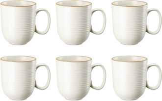 Thomas Nature - Becher mit Henkel 0,4l - Henkelbecher Trinkbecher Mugge Humpen Haferl Tasse Kaffeetasse - (Sand (Sandfarben), 6 Stück)