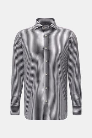 Giampaolo Herren - Casual-Hemd Haifisch-Kragen schwarz/wei&szlig; gestreift