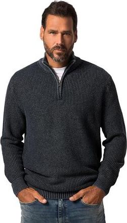 JP1880 Hommes Grandes Tailles L-8XL Pull Camionneur au Look Vintage, empi&egrave;cement avec col Montant et Zip Bleu Marine L 812806785-L