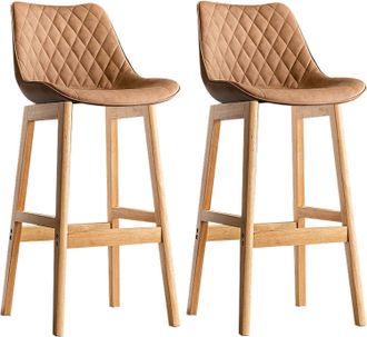 Generic Barhocker, Tresenst&uuml;hle aus Kunstleder im Landhausstil, K&uuml;chenbarhocker mit Holzbeinen und Fu&szlig;st&uuml;tze, Tragkraft 150 kg