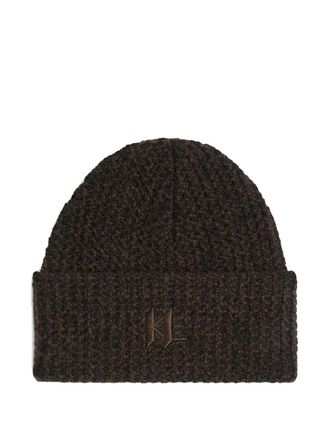 Karl Lagerfeld bonnet à logo brodé - Marron