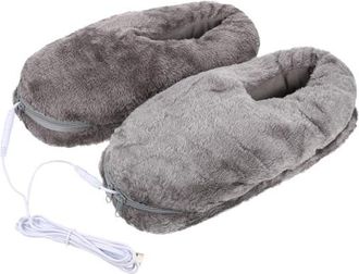 BESPORTBLE Pantoufles Chauffants Électriques USB 5V Gris Souples en Laine Antidérapants Taille Unique Chauffe-Pieds Hiver pour Maison Bureau et Résidence Confort