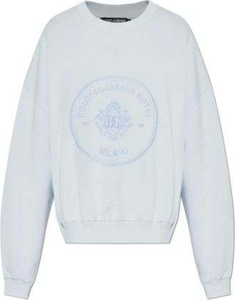 Dolce & Gabbana Femme, Sweatshirts et sweats &agrave; capuche, Bleu, Taille: 40 FR SweaT-shirt avec double broderie