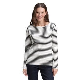 Tom Tailor Damen 1047730 Langarmshirt mit Streifenmuster, 38585-Offwhite Navy Tee Stripe, 3XL