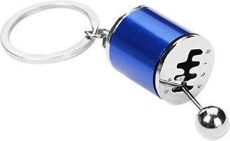 WINOMO Porte-clés de voiture avec anneau, chaîne et pendentif en forme de boîte à 6 vitesses (Bleu)