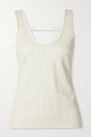 Givenchy Tanktop Aus Geripptem Leder Und Stretch-baumwoll-jersey - Wollwei&szlig;