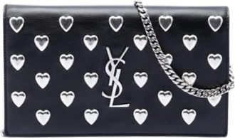 Saint Laurent Pre-owned Sac bandouli&egrave;re &agrave; clous en coeur - Femme - Pre-owned - Noir - Taille: ONE Size
