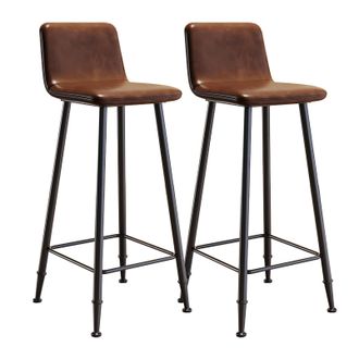 Generic Barhocker, 2er-Set hohe Hocker, K&uuml;chenst&uuml;hle mit R&uuml;cken- und Fu&szlig;st&uuml;tze, gepolstert mit PU-Leder, H&ouml;he 65/75 cm